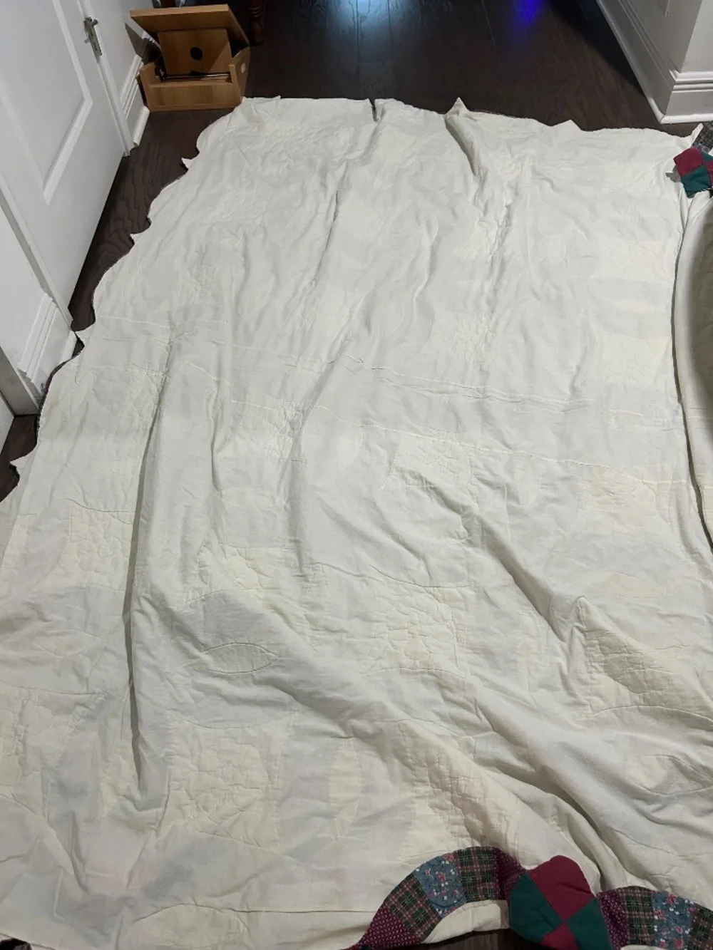 Handmade | Bedding | Vintage Queen Hand Sewn Quilt Wedding Ring Pattern ...